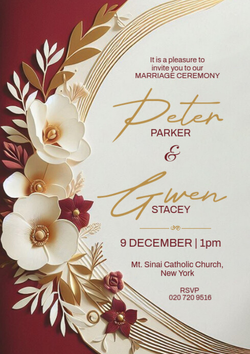 Burgundy wedding invitation Template | PosterMyWall