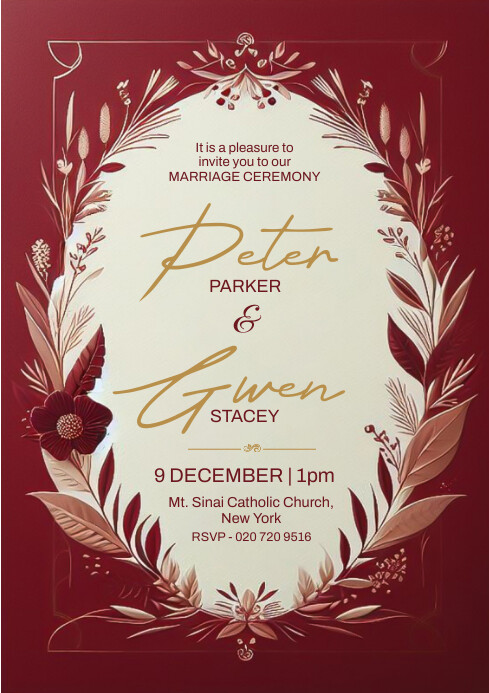 Plantilla de Burgundy wedding invitation | PosterMyWall
