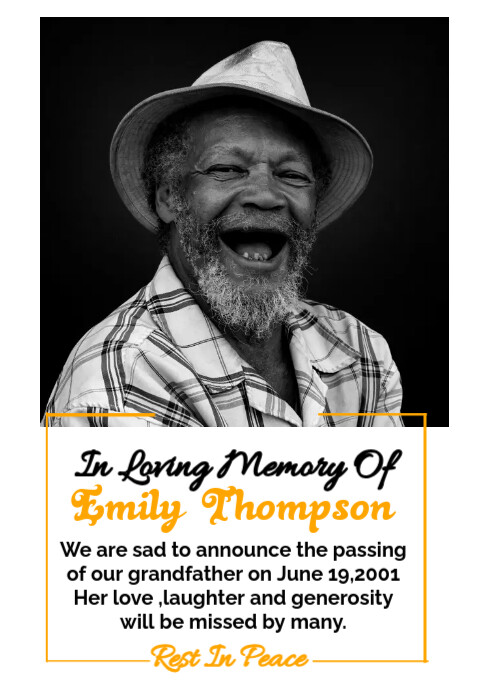 burial announcement flyer template | PosterMyWall