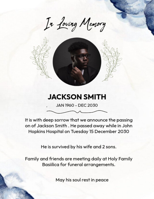 Copy of Burial bereavement poster banner flyer template | PosterMyWall