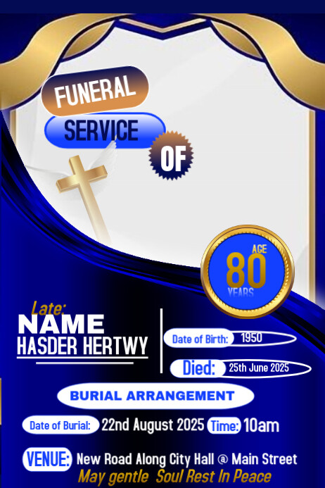 Plantilla de Burial service announcement poster design | PosterMyWall