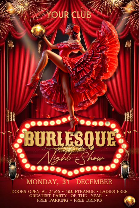 Burlesque Banner 4' × 6' Template | PosterMyWall
