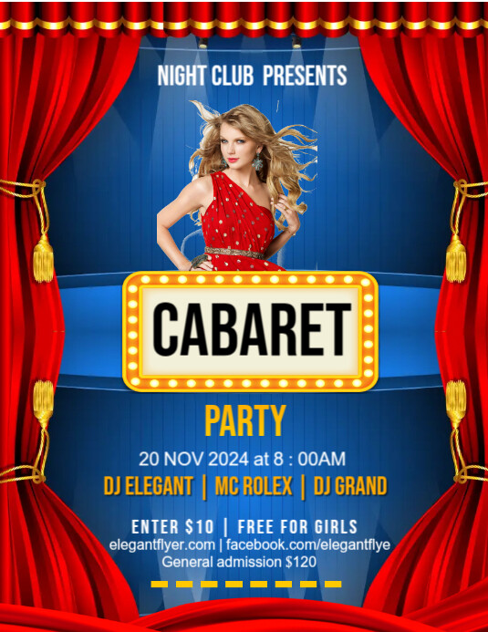 Burlesque flyer Template | PosterMyWall