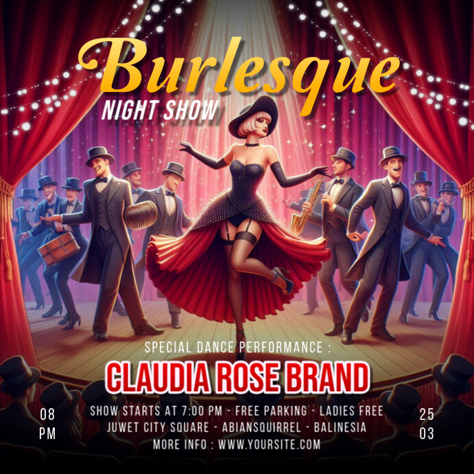 Copy of Burlesque Night Show Social Media Template | PosterMyWall