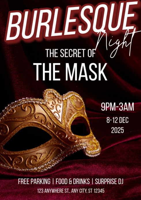 Burlesque night The mask ad template | PosterMyWall