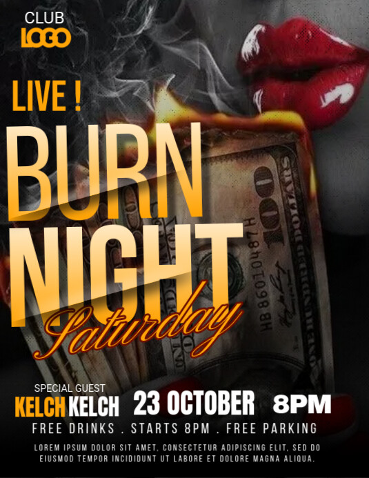 Modèle Burn Night Party | PosterMyWall