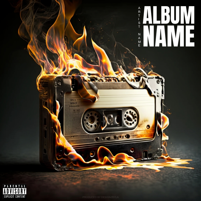 Burning cassette tape Album Cover Design Template | PosterMyWall