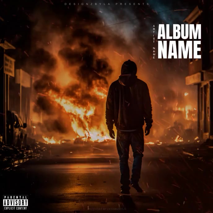 Burning city Album Cover Design video mixtape Template | PosterMyWall