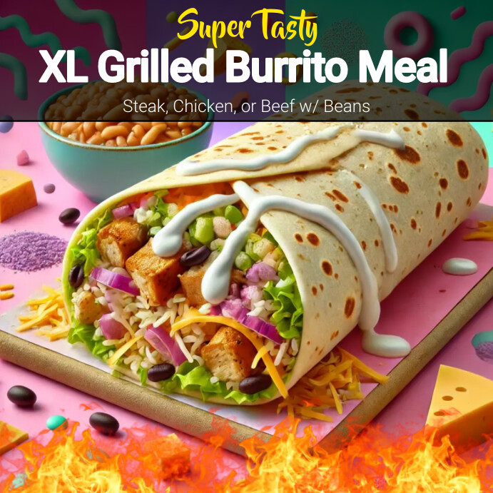 Burrito Instagram Ad - Steak Burritos - Mexic Template | PosterMyWall