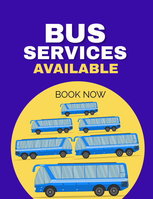 Plantilla de Bus service available flyer template | PosterMyWall