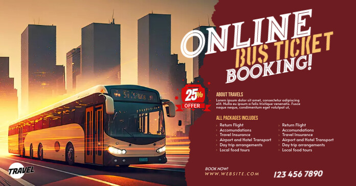Bus ticket Facebook Share Image Template | PosterMyWall