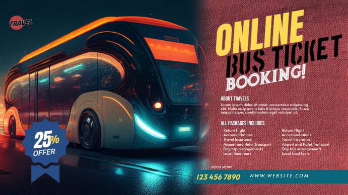 Bus Ticket YouTube Channel Cover Template | PosterMyWall