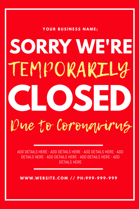 Business Closed Poster Template | PosterMyWall