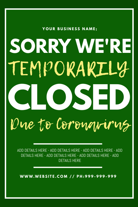 Business Closed Poster Template | PosterMyWall