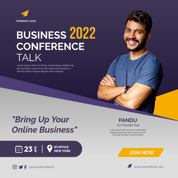 Business Conference Talk Social Media Post Template | PosterMyWall