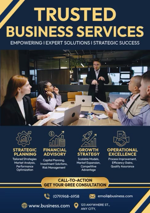 Business Consulting Services A4 Template | PosterMyWall