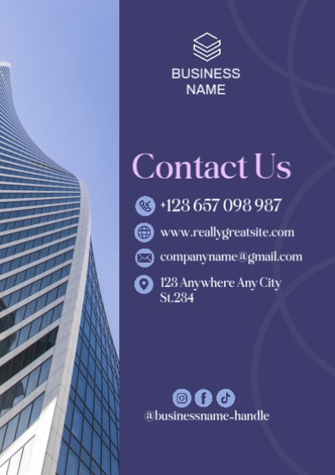 Business Contact Info Poster — Professional Company Details Display ...