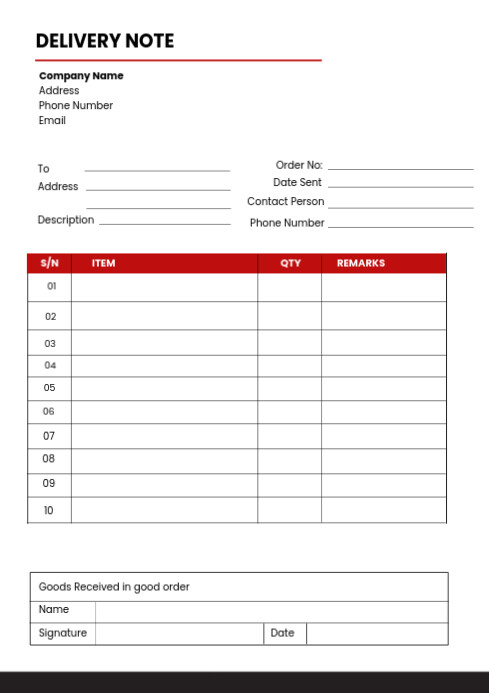 Business Delivery Note Template | PosterMyWall