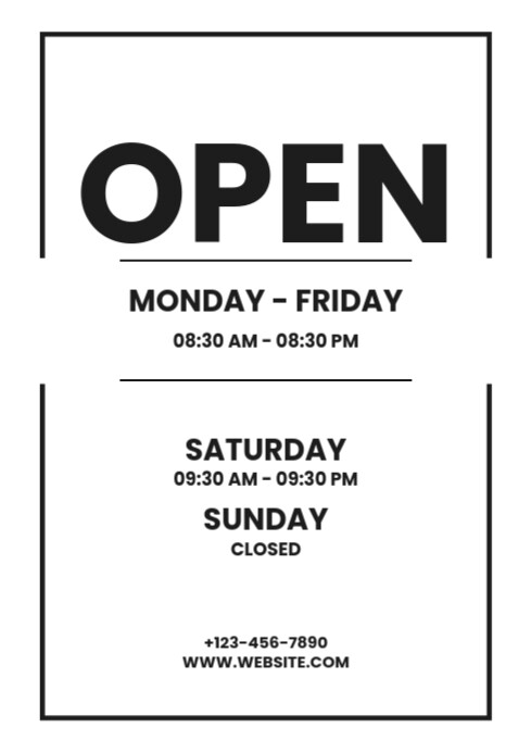 BUsiness hour template design | PosterMyWall