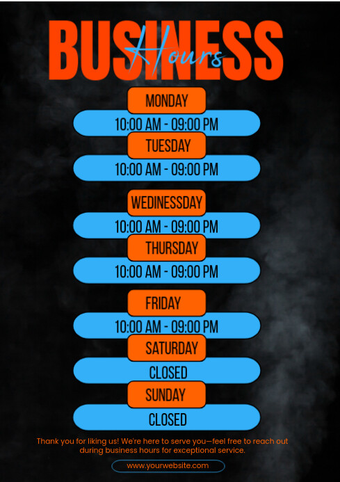 Copy of Business Hour Template | PosterMyWall