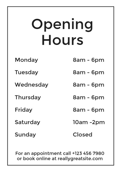 Business hour template design | PosterMyWall