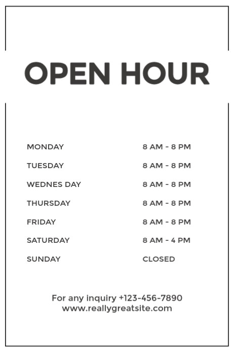 Plantilla de Business Hour template | PosterMyWall
