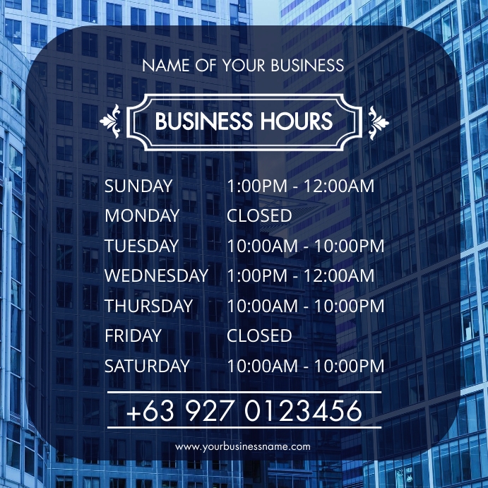 Copy of Business Hours | PosterMyWall
