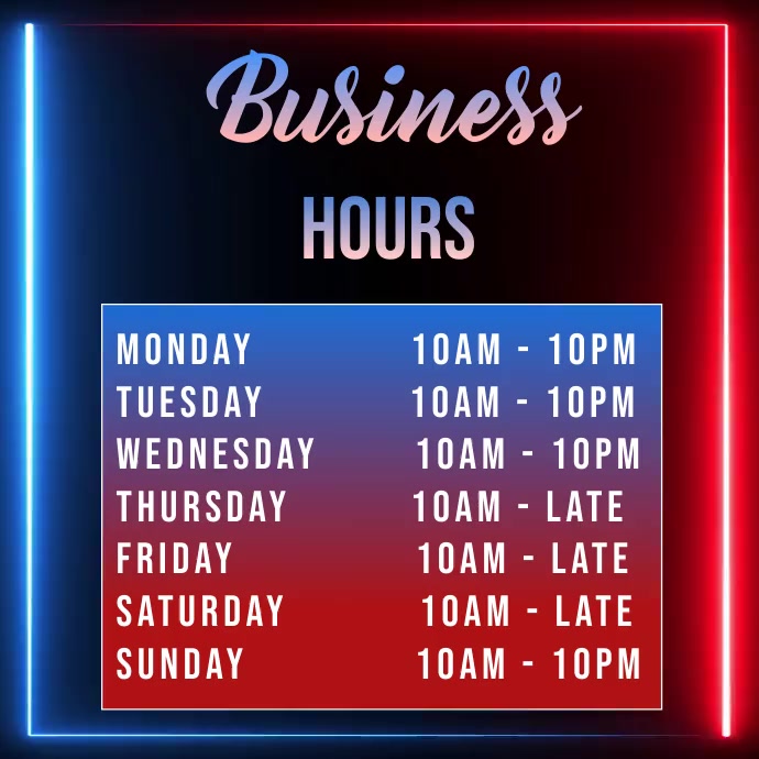 Copy of business hours | PosterMyWall