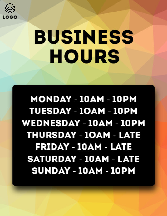 Business Hours Template | PosterMyWall
