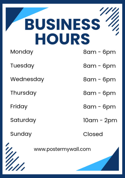 Copy of business hours template | PosterMyWall
