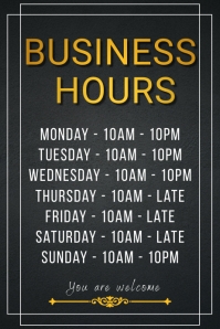 Business hours template | PosterMyWall
