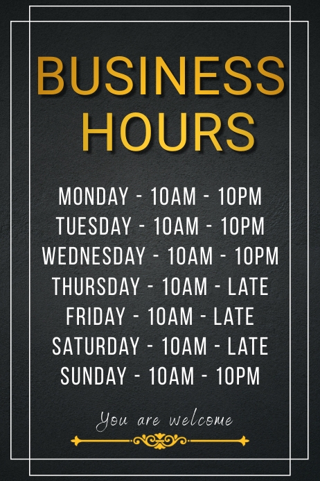 Copy of Business hours template | PosterMyWall