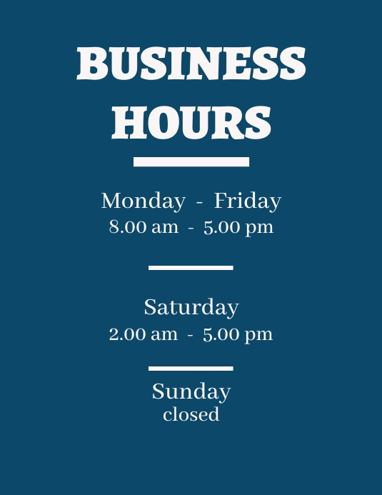 Copy of Business Hours Template | PosterMyWall