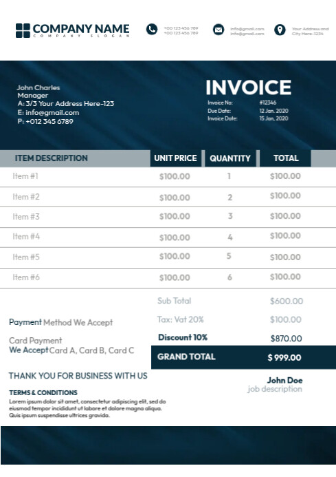 Copy of Company Business Invoice | PosterMyWall
