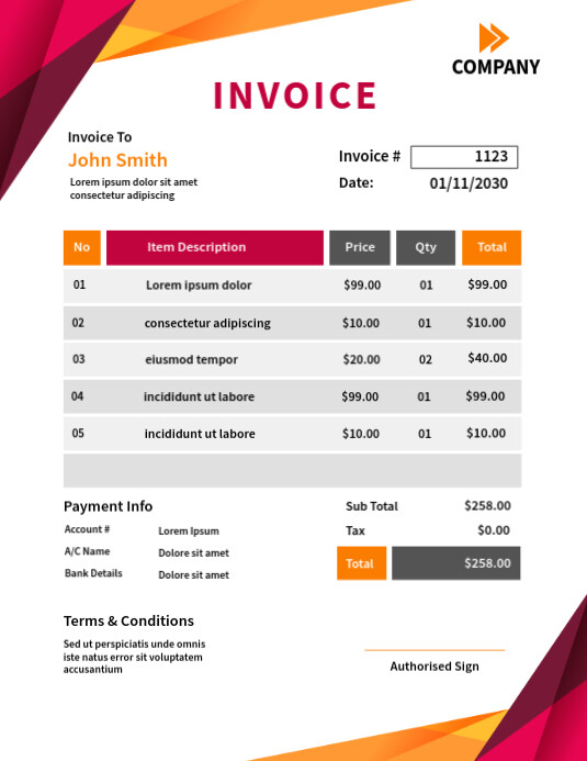 Business Invoice Template | PosterMyWall