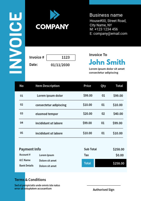 Copy of Business Invoice Template | PosterMyWall