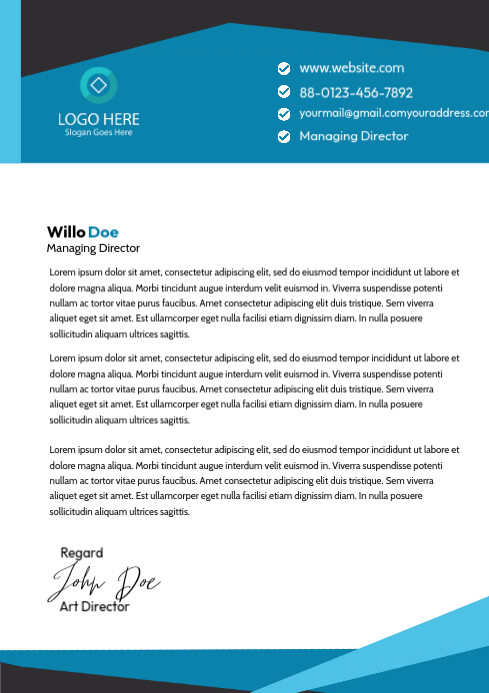 Business Letter Heads Blue Design Template | PosterMyWall