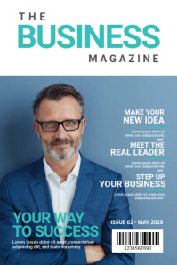 Blue Business Magazine Cover Page Poster Temp Template | PosterMyWall