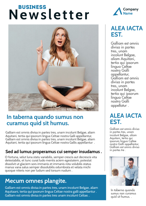 business newsletter white and blue colors des Template | PosterMyWall