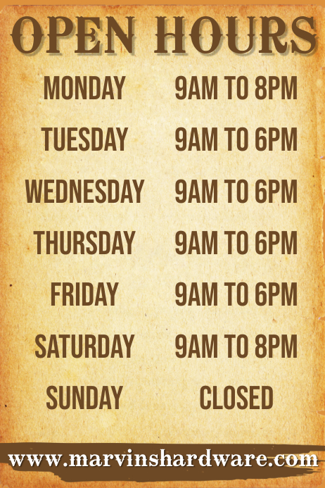 Business Opening Hours Poster Template | PosterMyWall