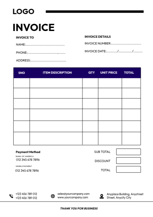 Business Professional Invoice template | PosterMyWall