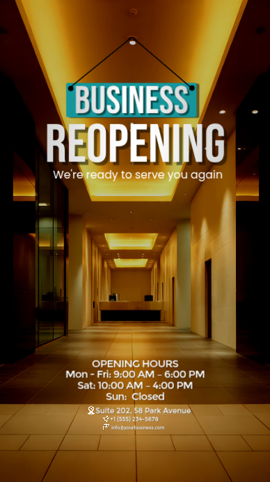 Copy of Business Reopening Announcement Flyer Template | We’re Open ...