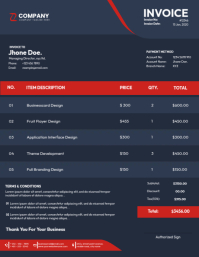 Red Design Sales Invoice Template | PosterMyWall