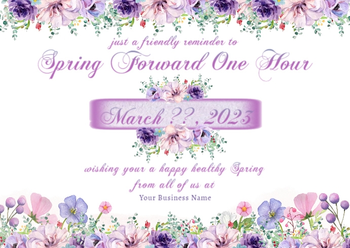 Business Spring Time Change Reminder Postcard Template | PosterMyWall