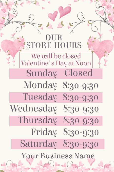 Business Store Hours Template | PosterMyWall