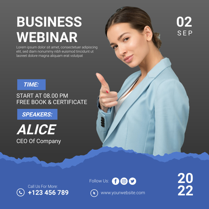 Business Webinar Social Media Poster Template | PosterMyWall