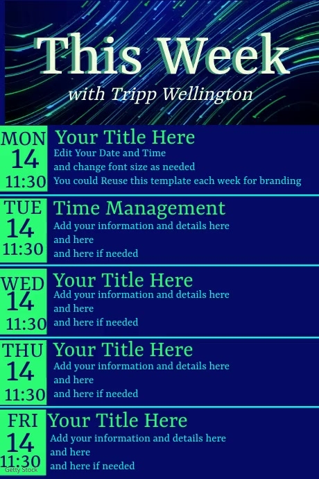 Copy of Business Weekly Events Schedule | PosterMyWall