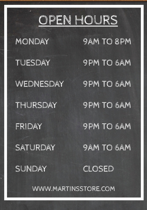 BUSSINESS HOURS Template | PosterMyWall