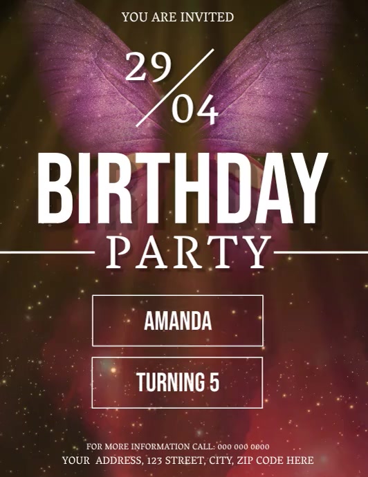 BUTTERFLY BIRTHDAY Flyer Template | PosterMyWall