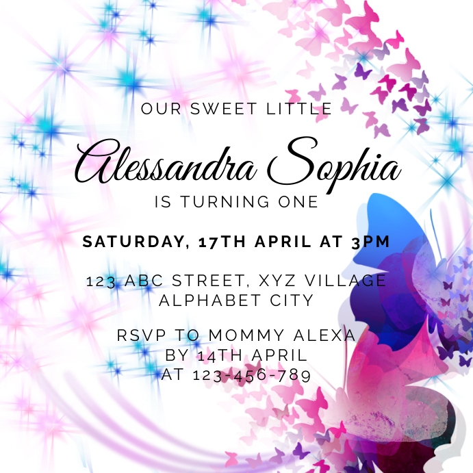 Butterfly Birthday Invitation Template | PosterMyWall